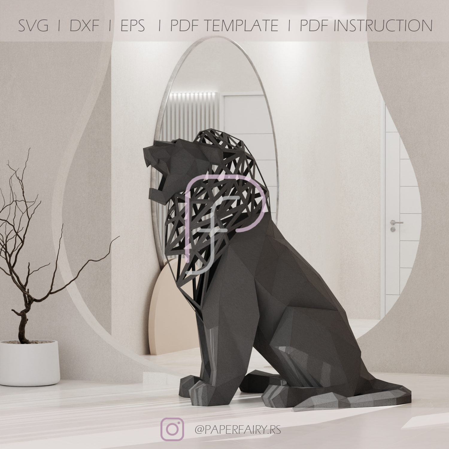 Parametric Lion Papercraft Template