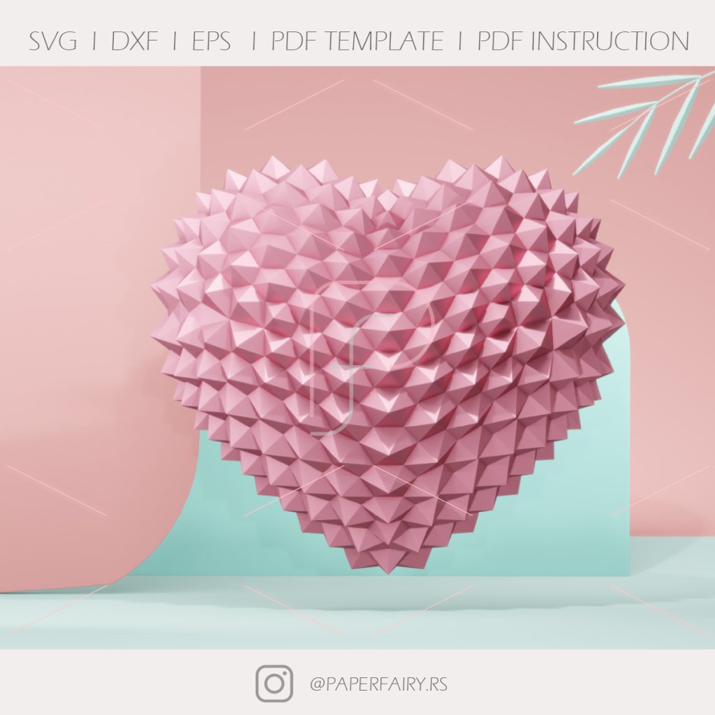 Spiked Heart papercraft template