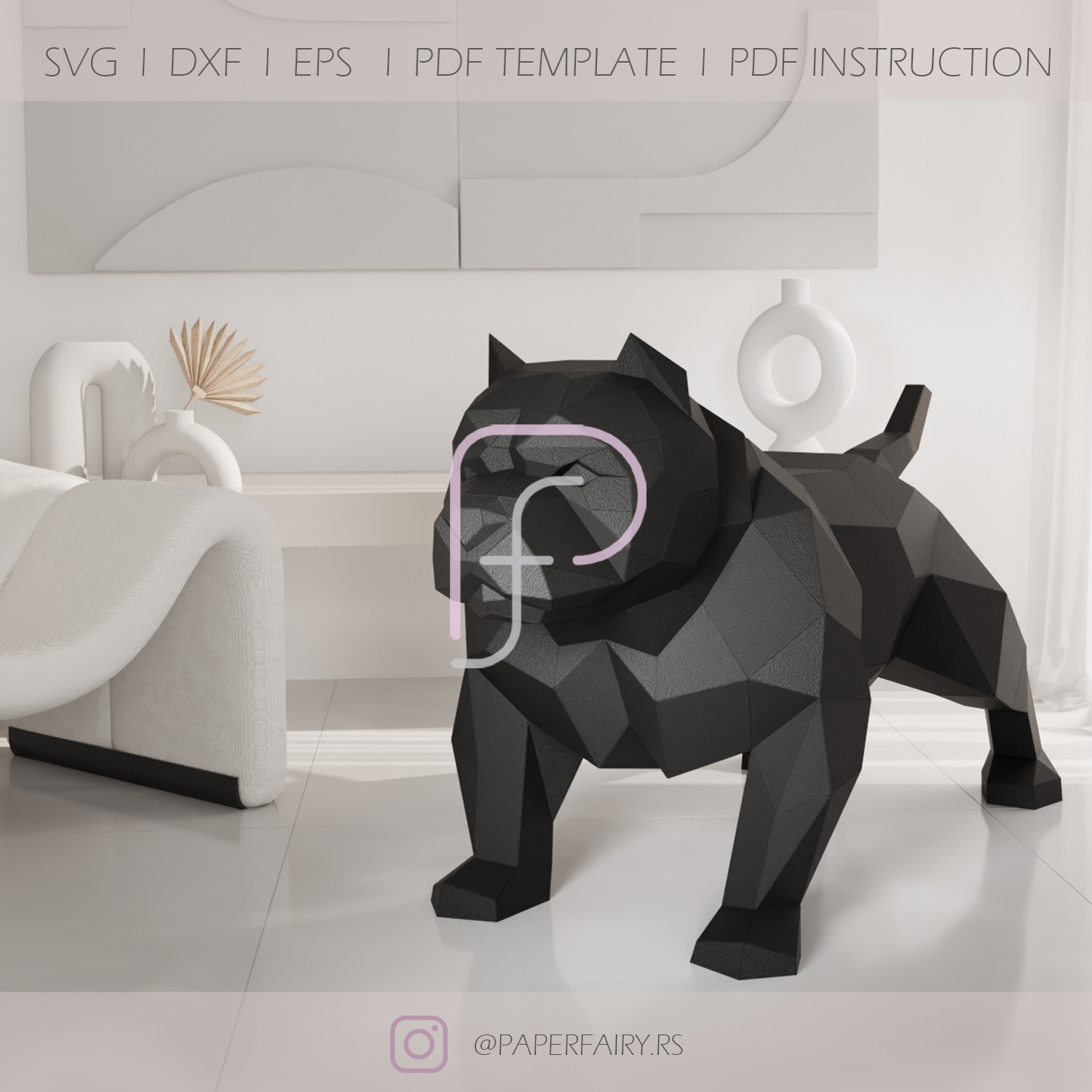 American Bully papercraft template