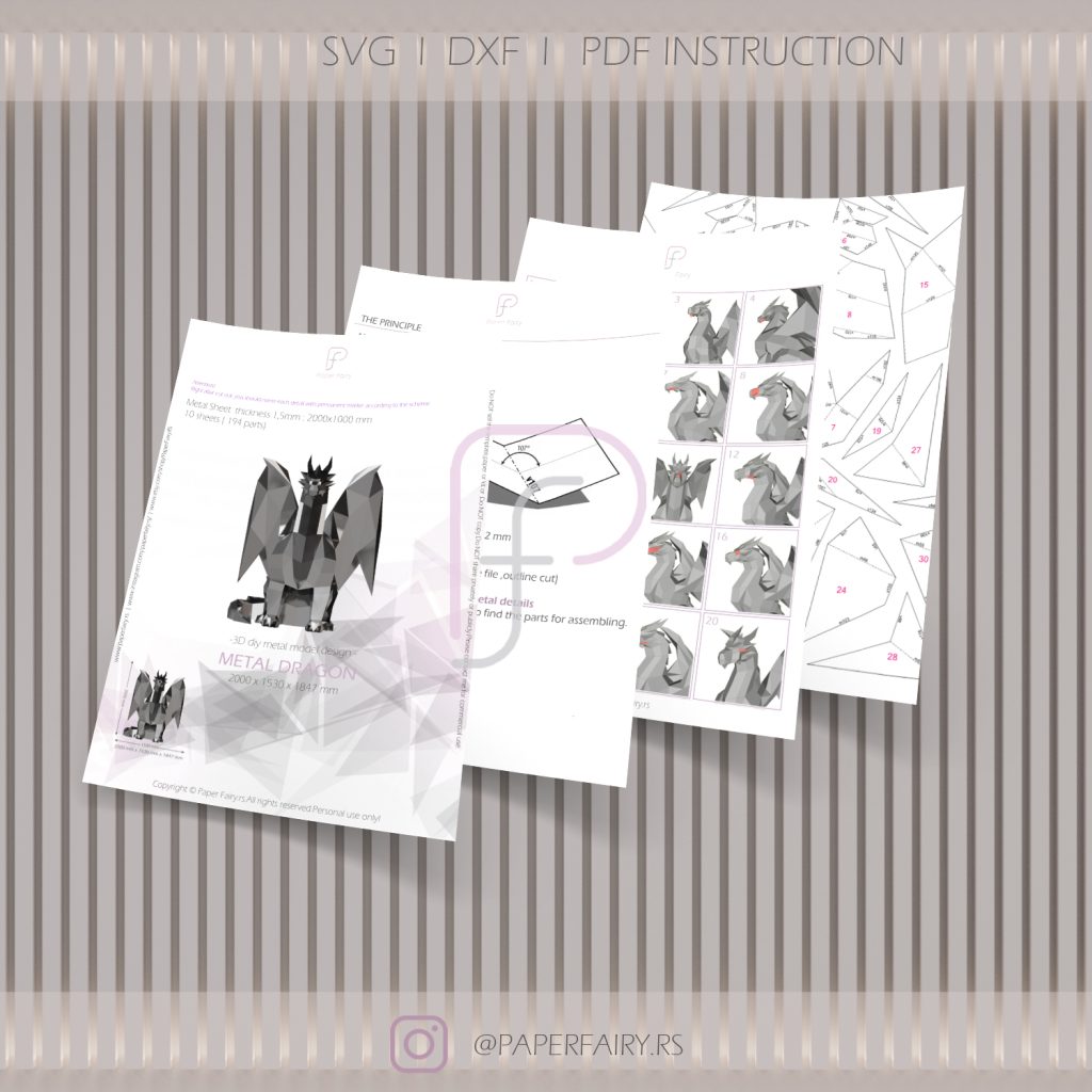 Metal Sitting Dragon Welding Template - Low Poly 3D Design for CNC and ...