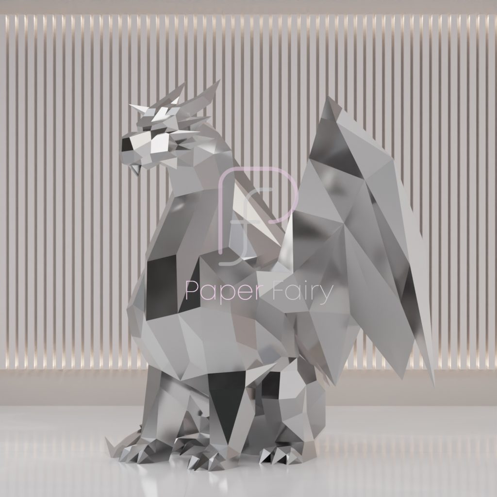 Metal Sitting Dragon Welding Template - Low Poly 3D Design for CNC and ...