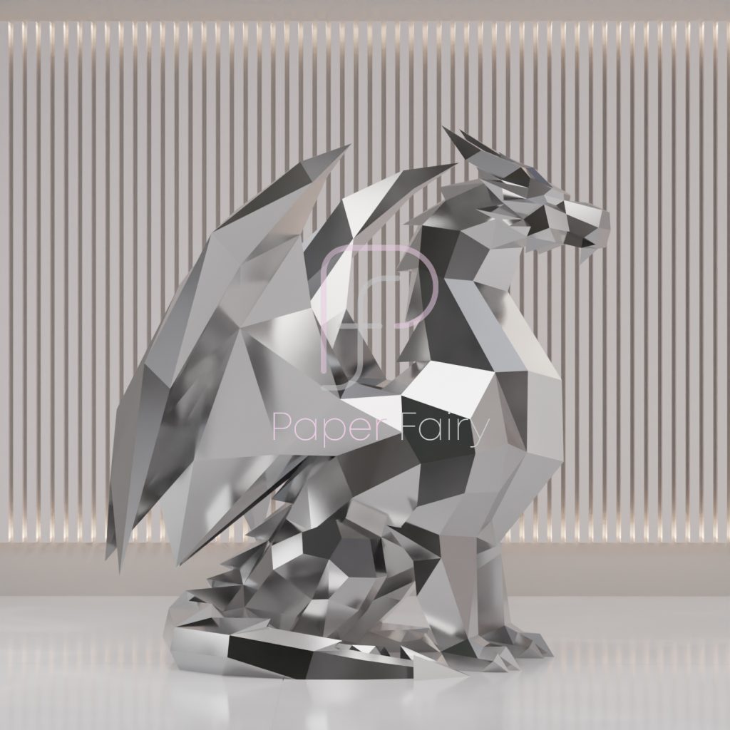 Metal Sitting Dragon Welding Template - Low Poly 3D Design for CNC and ...