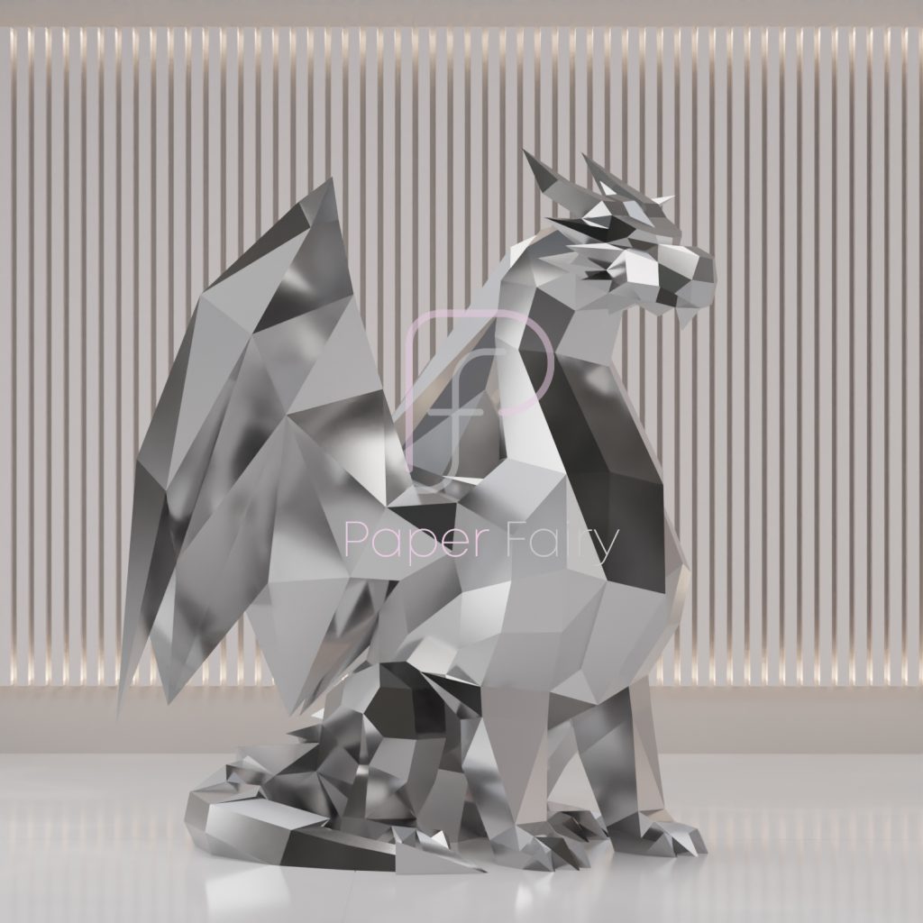 Metal Sitting Dragon Welding Template - Low Poly 3D Design for CNC and ...