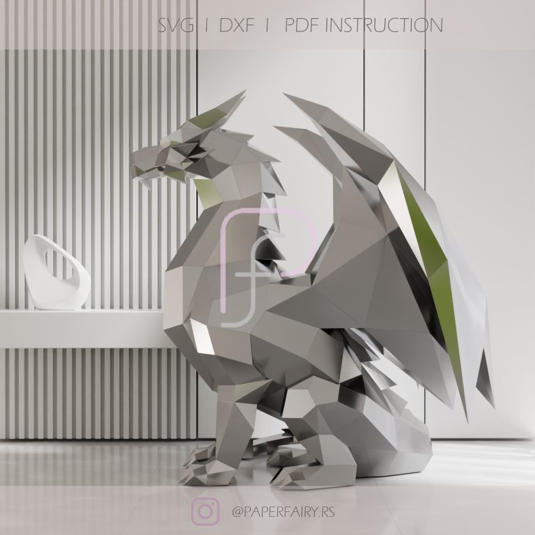 Metal Sitting Dragon Welding Template - Low Poly 3D Design for CNC and ...
