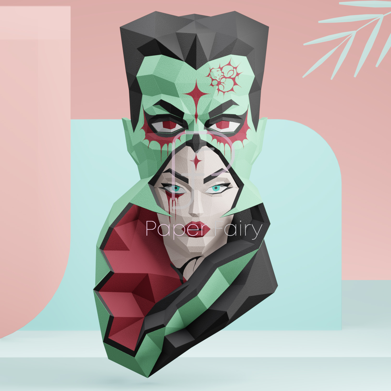 Vampire couple Papercraft Template