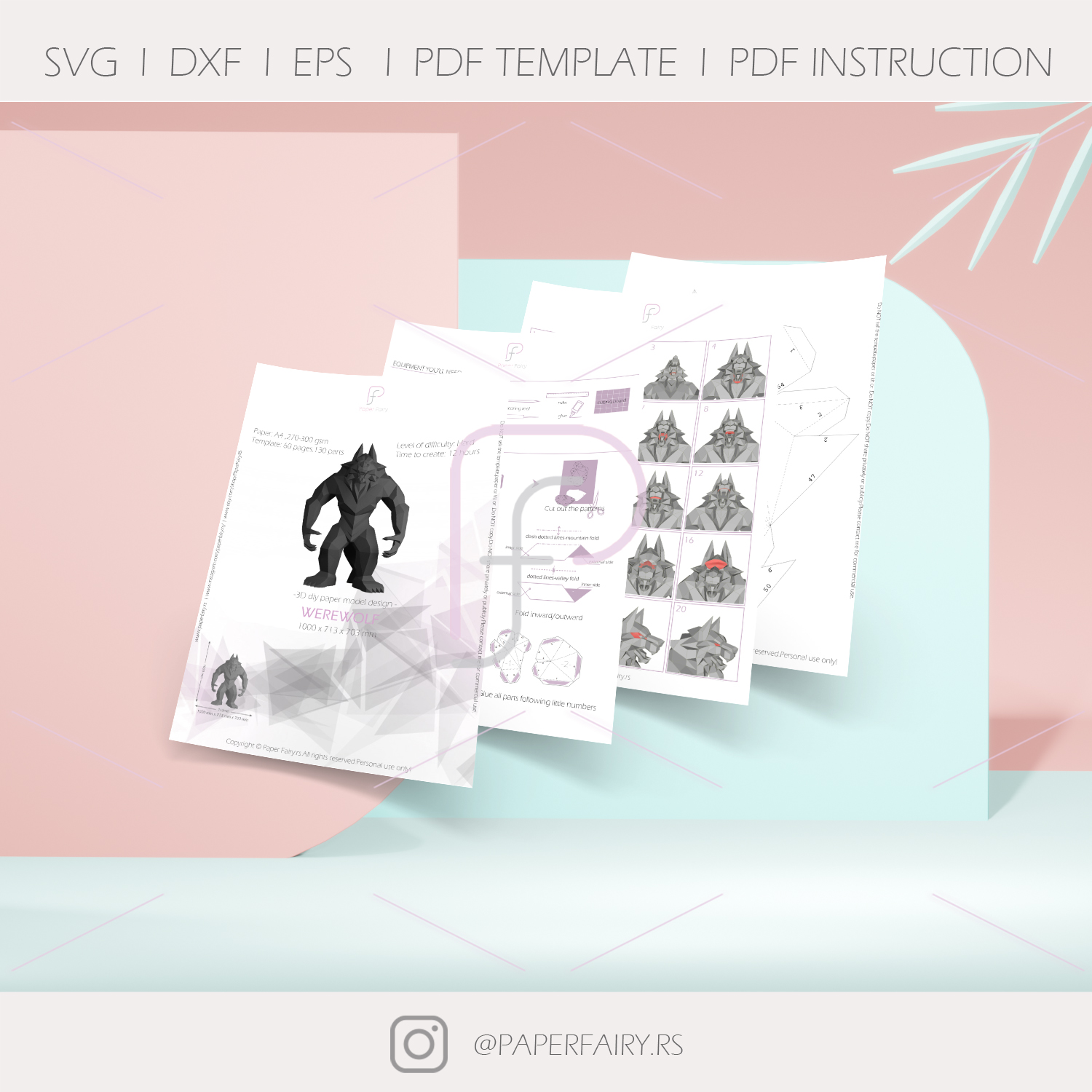 Werewolf Papercraft Template