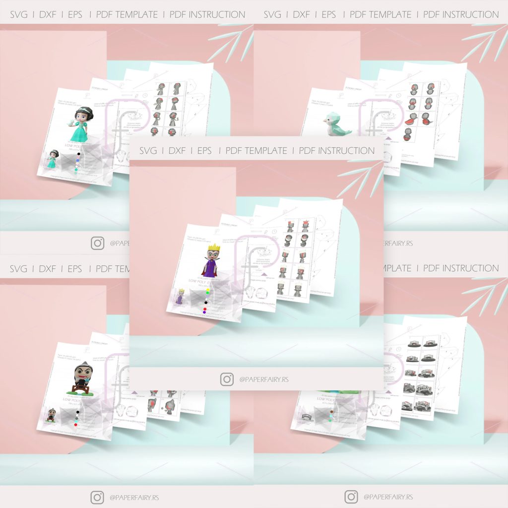 Snow White story Papercraft Template - DIY 3D Low-Poly Model